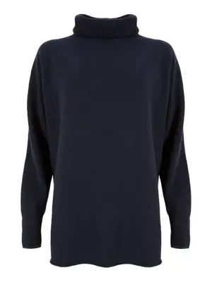 CELTIC & CO. Geelong Wool Slouch Turtleneck Sweater - Dark Navy