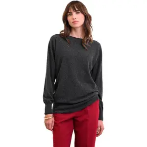 CELTIC & CO. Geelong Wool Slouch Slash Neck Sweater - Charcoal
