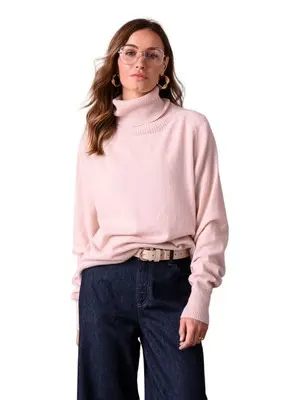 CELTIC & CO. Geelong Wool Slouch Turtleneck Sweater - Peony