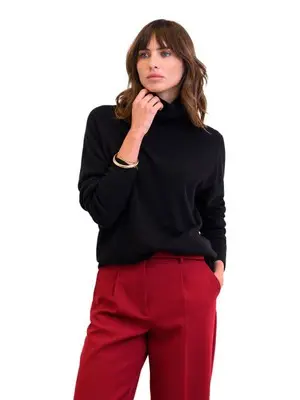 CELTIC & CO. Geelong Wool Slouchy Turtleneck Sweater - Black
