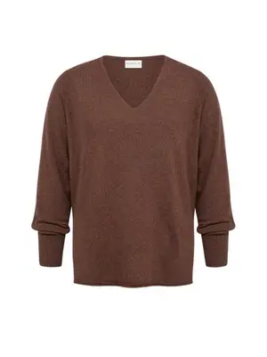 CELTIC & CO. Geelong Wool Slouch V-neck Sweater - Ember