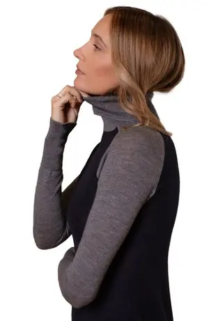 CELTIC & CO. Merino Colour Block Roll Neck Sweater