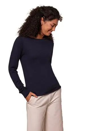 CELTIC & CO. Merino Fine Knit Boat Neck Sweater - Dark Navy