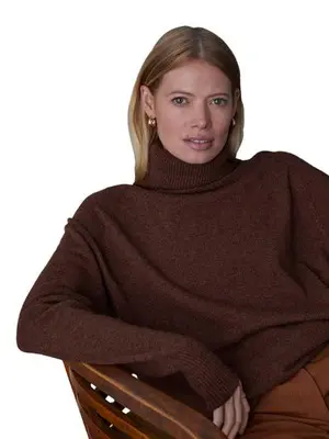 CELTIC & CO. Geelong Wool Slouch Turtleneck Sweater Ember
