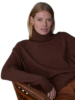 CELTIC & CO. Geelong Wool Slouch Turtleneck Sweater - Ember