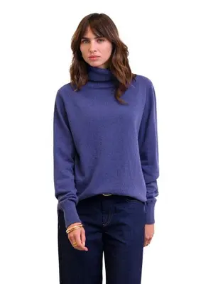 CELTIC & CO. Geelong Wool Slouch Turtleneck Sweater - Indigo