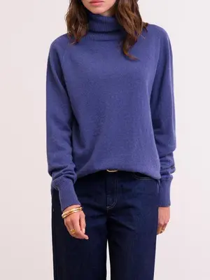CELTIC & CO. Geelong Wool Slouch Turtleneck Sweater - Indigo