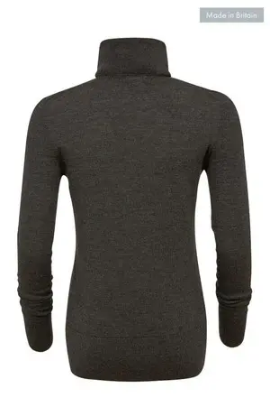 CELTIC & CO. Merino Roll Neck Fitted Sweater - Charcoal
