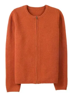 CELTIC & CO. Zip Through Merino Wool Jacket - Burnt Orange