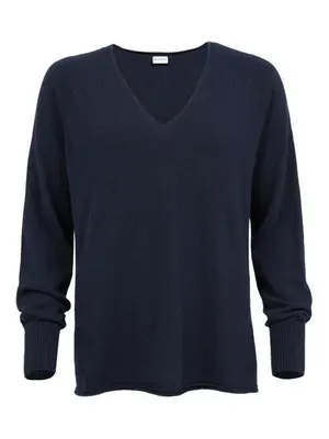 CELTIC & CO. Geelong Wool Slouch V-neck Sweater - Dark Navy