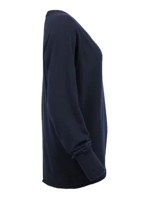 CELTIC & CO. Geelong Wool Slouch V-neck Sweater - Dark Navy
