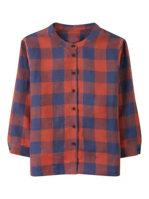 CELTIC & CO. Swing Blouse - Rust / Navy Check