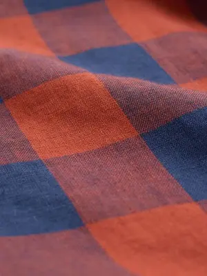 CELTIC & CO. Swing Blouse - Rust / Navy Check