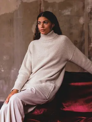 CELTIC & CO. Lambswool Funnel Neck Sweater
