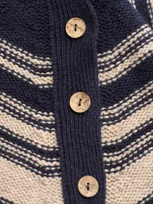 CELTIC & CO. Pure Wool Striped Button Neck Sweater