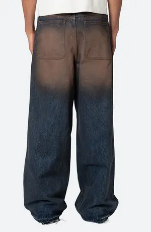 Mnml Baggy Rave Ripped Wide Leg Jeans - Rust