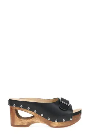 Dansko Adeline Platform Wedge Slide Sandal - Black Calf