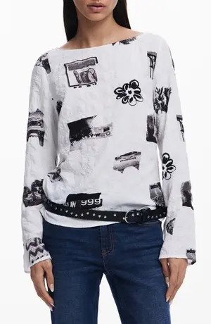 Desigual Textured Graphic Top