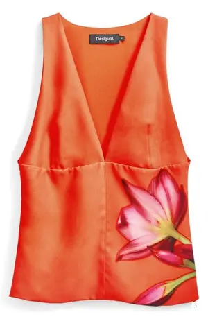 Desigual Floral Deep V-neck Tank