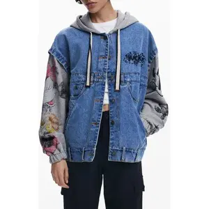 Desigual Mickey Mouse Hooded Denim Trucker Jacket