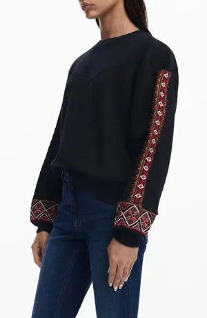 Desigual Embroidered Sleeve Sweatshirt