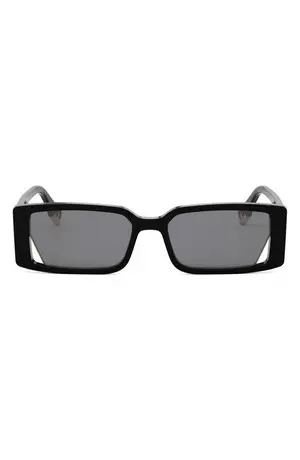 Fendi Rectangular Sunglasses - Shiny Black / Smoke