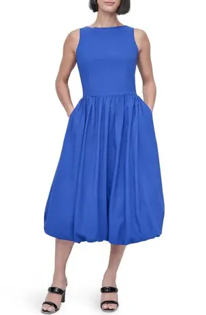 Dkny Drop Waist Bubble Hem Midi Dress