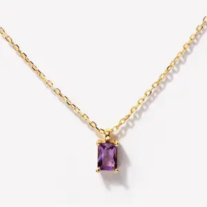 LITTLE SKY STONE Little Sky Stone Gold-Filled Pendant Necklace Amethyst / February