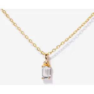 LITTLE SKY STONE Little Sky Stone Gold-Filled Pendant Necklace Moissanite / April