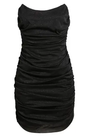 JUMP APPAREL Glitter Ruched Strapless Mini Dress