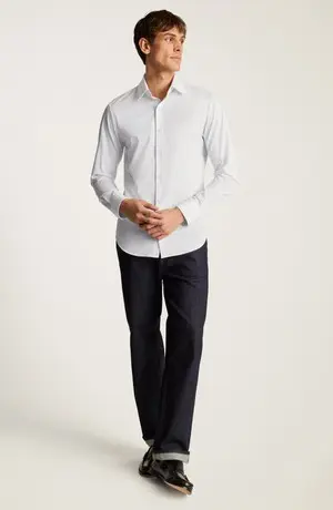 Bonobos Tech Solid White Performance Cotton Blend Piqué Button-up Shirt