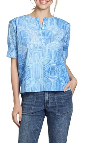 APNY Print Short Sleeve Top - Blue/white