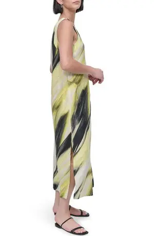Dkny Print Paneled Linen Maxi Dress