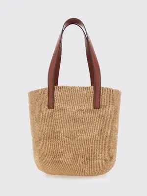 Chloé Raffia Tote Bag With Leather Straps - Beige