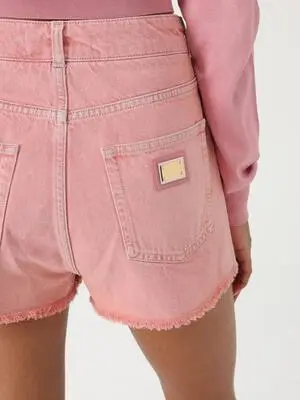 Dolce & Gabbana Denim Shorts With Raw Hem - Pink