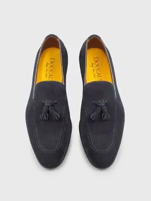 DOUCAL'S Suede Loafers With Tassel Detail - Blue