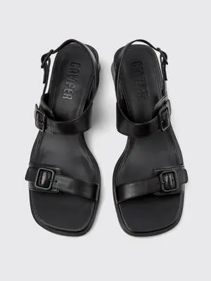 Camper Heeled Sandals With Buckles - Black