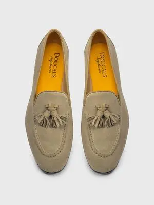 DOUCAL'S Suede Tassel Loafers - Beige