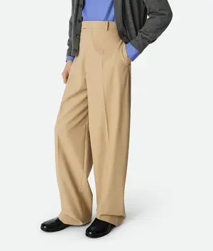 Bottega Veneta Cotton Twill Straight Trousers - Beige