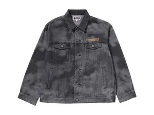 A BATHING APE High Tone Bleach Denim Jacket - Black