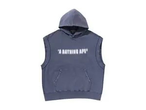 A BATHING APE Studded Garment Dye Logo Sleeveless Pullover Hoodie