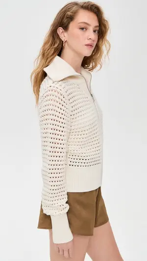 Varley Eloise Full Zip Knit Cardigan - Egret