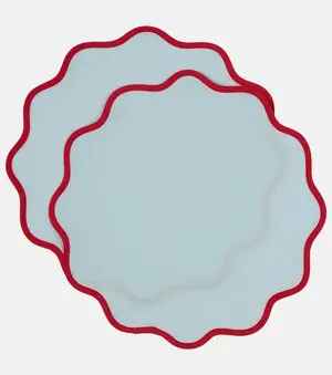 La DoubleJ Rainbow Celeste Cloud Set Of 2 Placemats - Blue