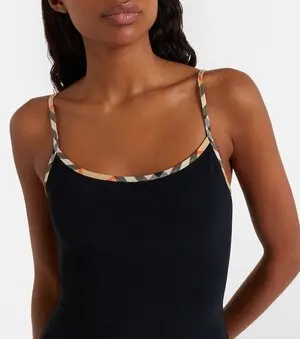 Burberry Checked Trim One-piece Swimsuit - Black