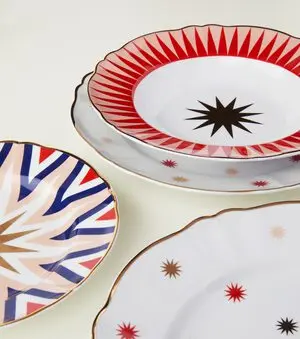 BITOSSI Baleno Set Of 4 Porcelain Soup Plates - Multicoloured