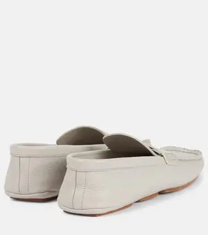 Khaite Billy Leather Penny Loafers - Grey