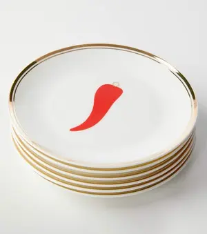 BITOSSI Chilli Pepper Set Of 6 Bread Plates