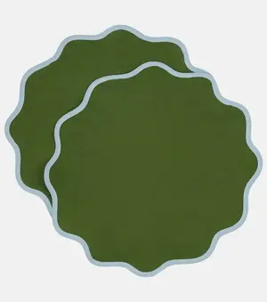 La DoubleJ Rainbow Bosco Cloud Set Of 2 Placemats - Green