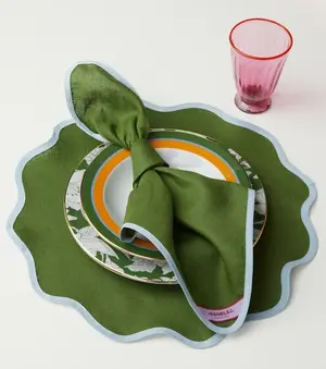 La DoubleJ Rainbow Bosco Cloud Set Of 2 Placemats - Green