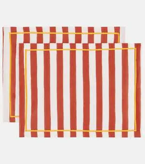 La DoubleJ Riviera Mattone Set Of 2 Linen Placemats - Multicoloured